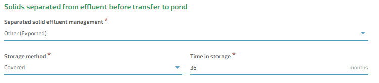 How to model seperated solids from effluent systems, when they are not applied in the year being ...